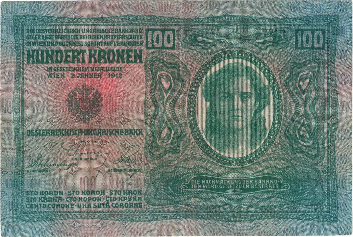 Austria 100 Kronen 1912 Banknote, 1912-01-02, KM:12 UNC(63) | MA-Shops
