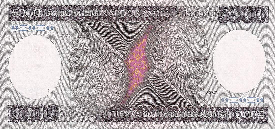 Brazil 5000 Cruzeiros Banknote, Undated (1985), KM:202d UNC(65-70) | MA ...