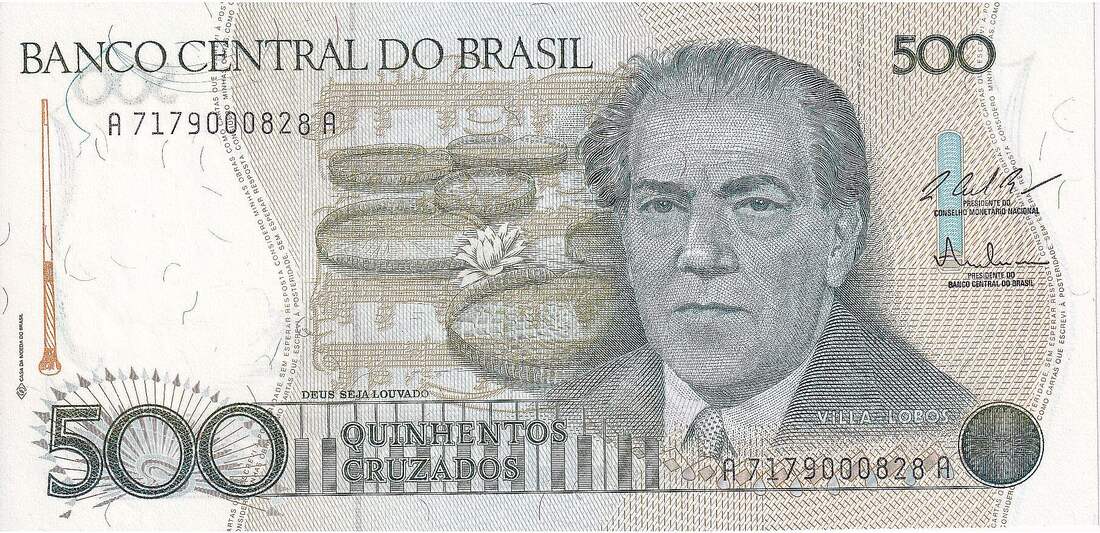 Brazil 500 Cruzados 1987 Banknote, KM:212c UNC(65-70) | MA-Shops