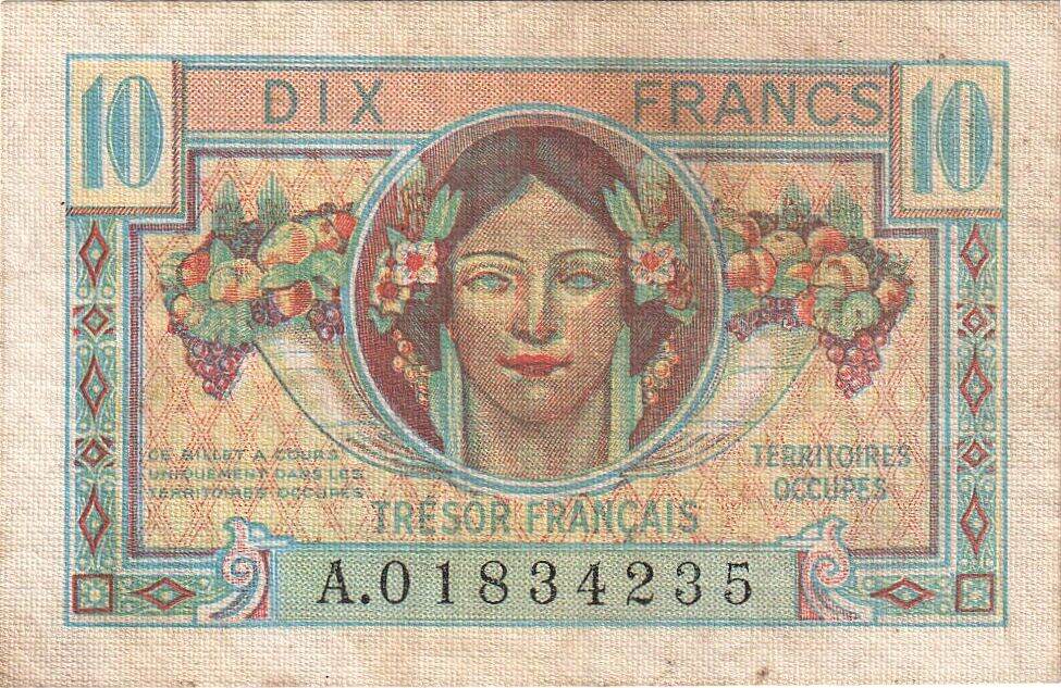 France 10 Francs 1947 French Treasury, A.01834235 AU(55-58) | MA-Shops