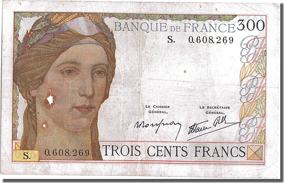 France 300 Francs 1938 Banknote, 300 F 1938-1939, Fayette:29.3 EF(40-45 ...