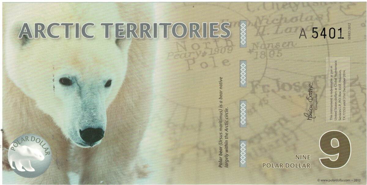 United States 2012 Banknote, 9 DOLLAR ARCTIC TERRITORIES UNC(65-70 ...