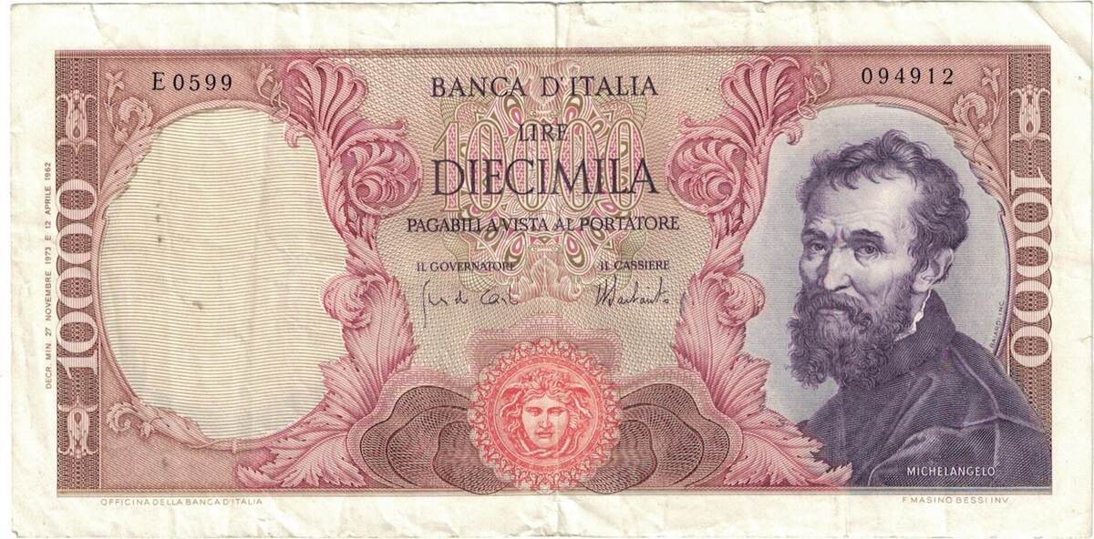 Italy 10,000 Lire 1962 Banknote, 1962-04-12, KM:97a EF(40-45) | MA-Shops