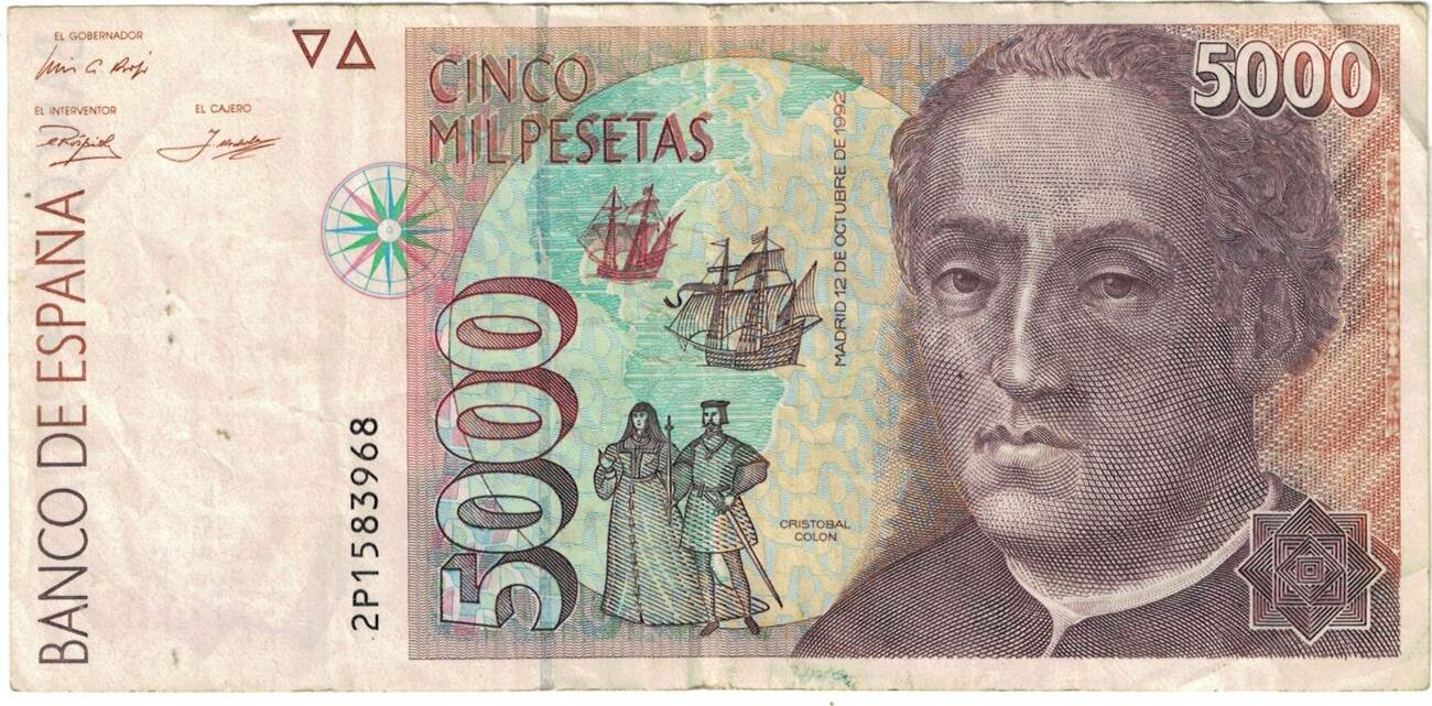 Spain 5000 Pesetas 1992 Banknote, 1992-10-12, KM:165 EF(40-45) | MA-Shops