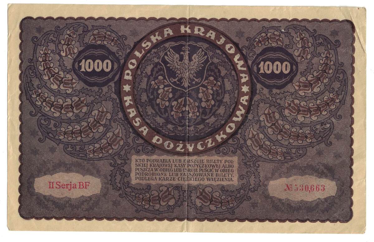 Poland 1000 Marek 1919 Banknote, 1919-08-23, KM:29 EF(40-45) | MA-Shops