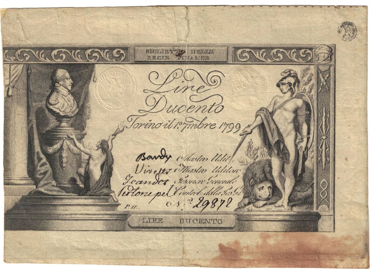 Italy 200 Lire 1799 Banknote VF(20-25) | MA-Shops