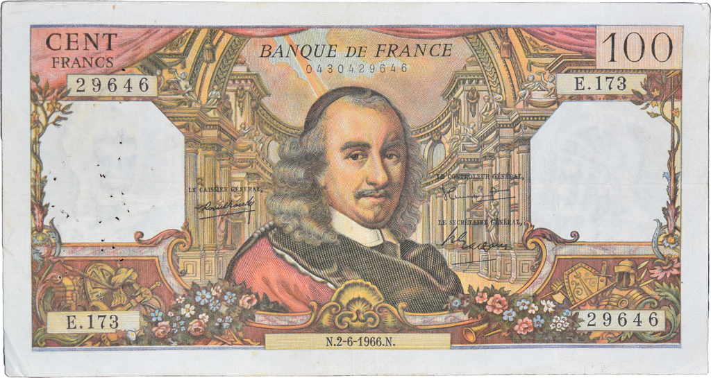 France 100 Francs 1966 Corneille, E.17329646, Fayette:65.13 EF(40-45) | MA-Shops