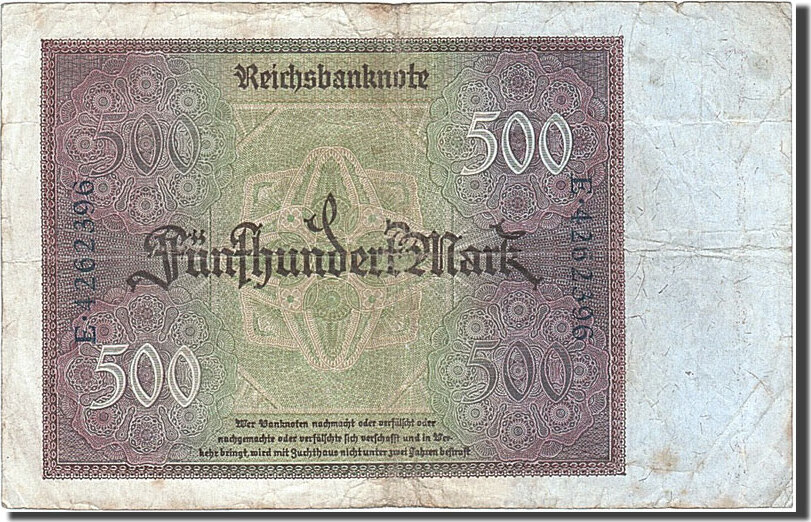 Germany 500 Mark 1922 Banknote, 1922-03-27 EF(40-45) | MA-Shops