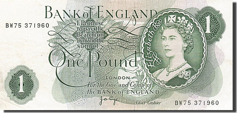 Great Britain 1 Pound 1970 Banknote AU(55-58) | MA-Shops