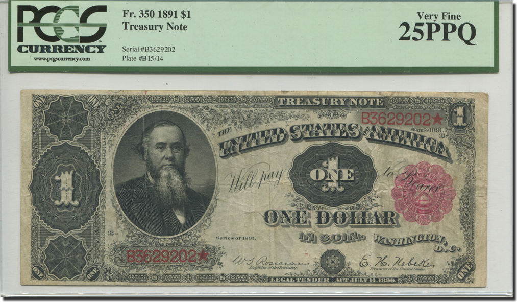 United States One Dollar Banknote, 1891, KM:58, graded, PCGS, 80437069 ...