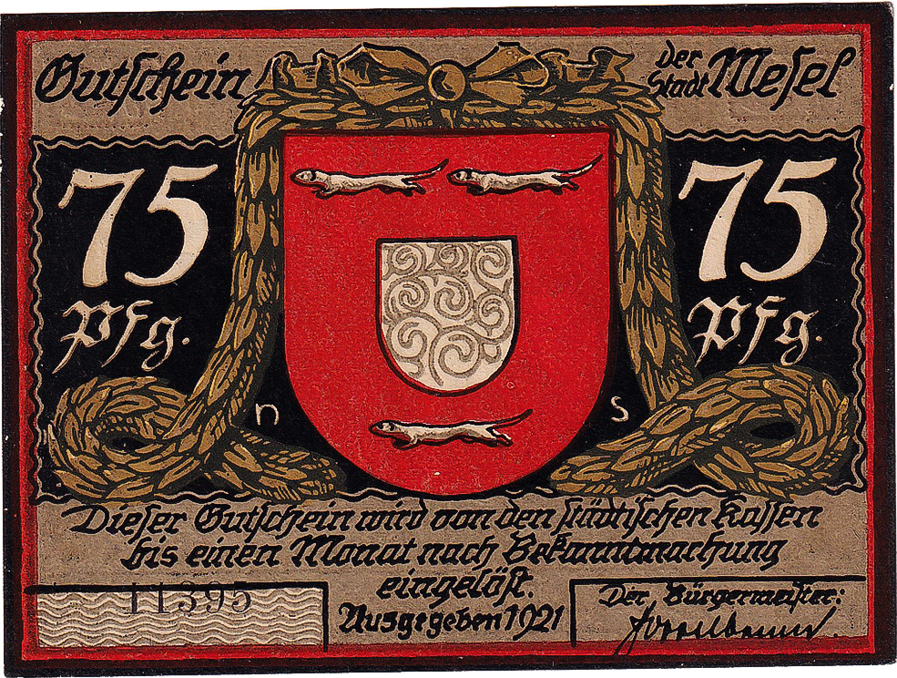 Germany 75 Pfennig 1921 Banknote, Wesel, personnage, Mehl:1409.1a UNC ...