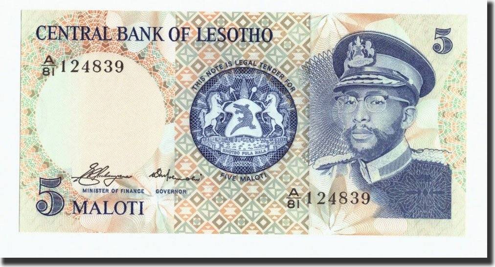 Lesotho 5 Maloti Banknote, 1981, KM:5a UNC(65-70) | MA-Shops