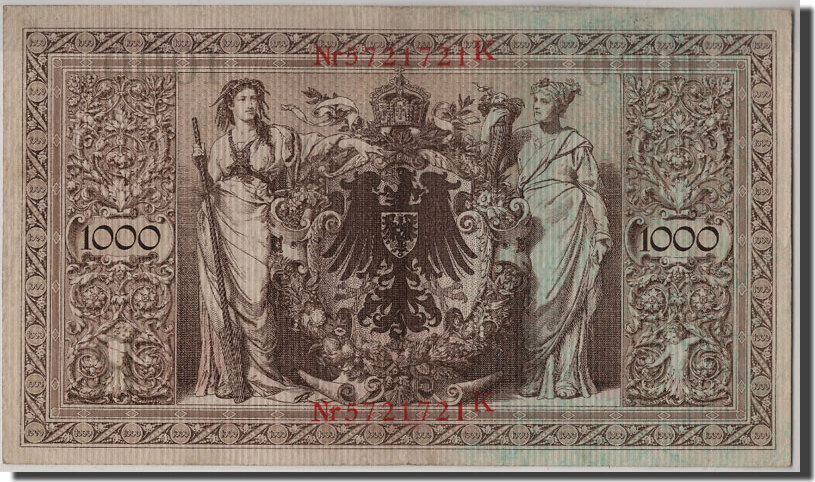 Germany 1000 Mark 1910 Banknote, 1910-04-21 AU(50-53) | MA-Shops