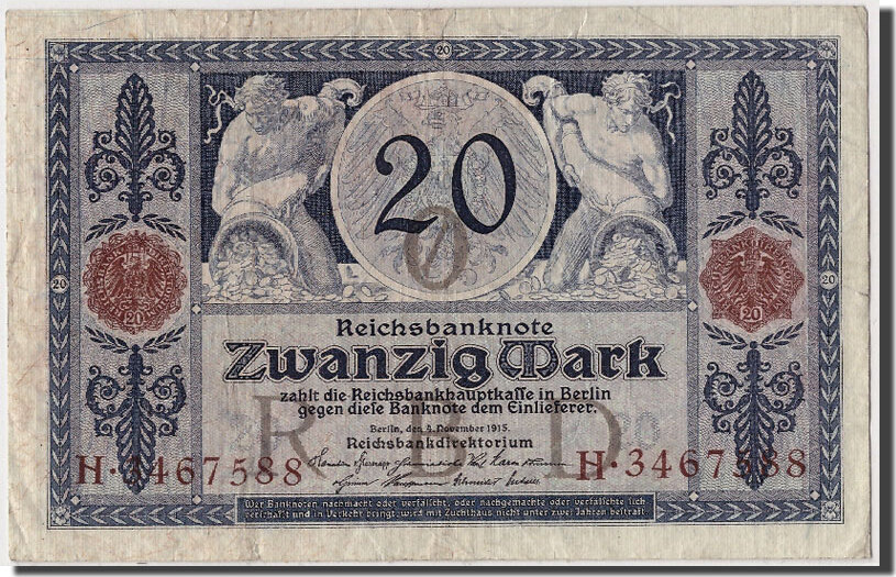 Germany 20 Mark 1915 Banknote, 1915-11-04 EF(40-45) | MA-Shops