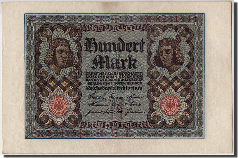 Germany 100 Mark 1920 Banknote, 1920-11-01 AU(50-53) | MA-Shops