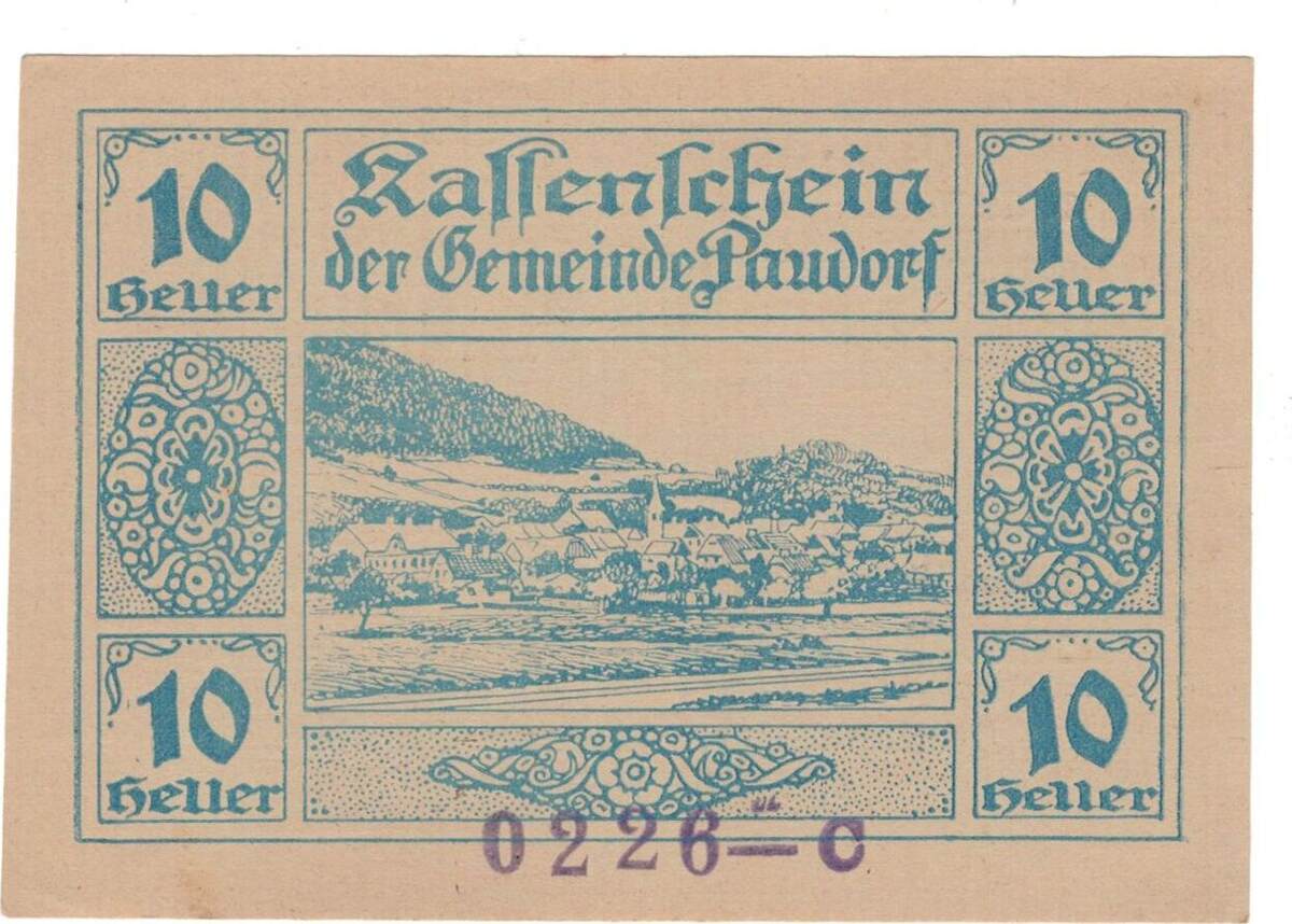 Austria 10 Heller 1920 Banknote, Paudorf, Gemeinde, texte 1, 1920-12-31 ...
