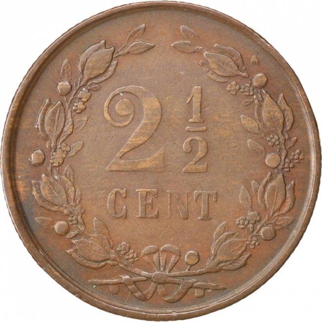 Netherlands 2-1/2 Cent 1894 Coin, Wilhelmina I, Bronze, KM:108.2 EF(40 ...