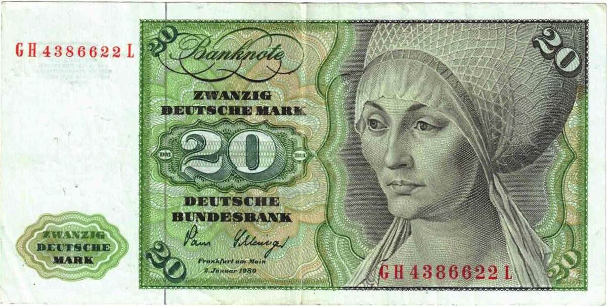 GERMANY - FEDERAL REPUBLIC 20 Deutsche Mark 1970 Banknote, 1970-01-02 ...