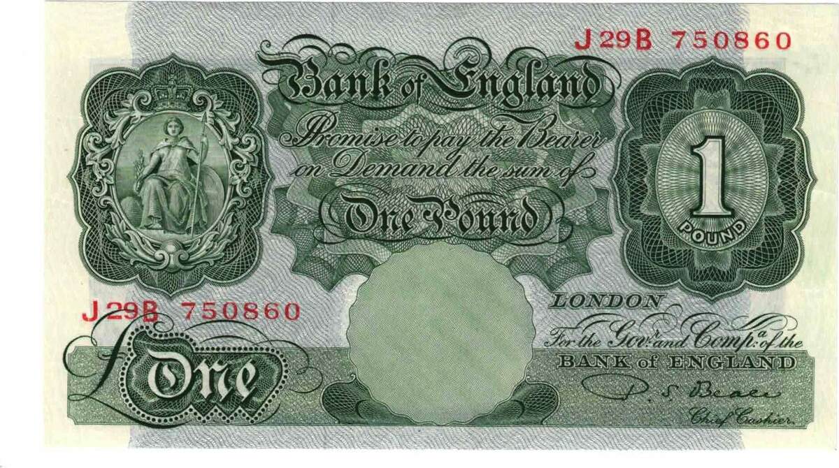 Great Britain 1 Pound 1949-1955 Banknote, KM:369b UNC(65-70) | MA-Shops