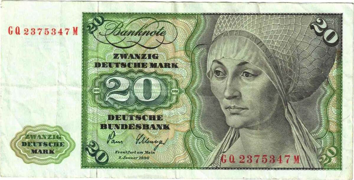 GERMANY - FEDERAL REPUBLIC 20 Deutsche Mark 1980 Banknote, 1980-01-02 ...