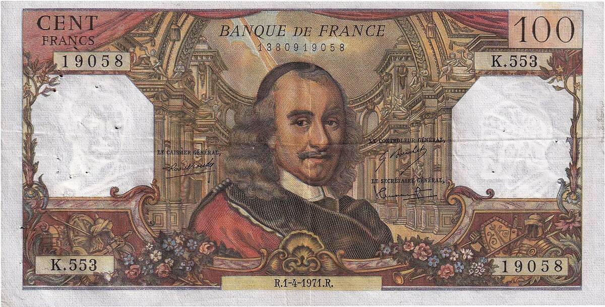 France 100 Francs 1971 Corneille, K.553, Fayette:65.35, KM:149c EF(40-45) | MA-Shops