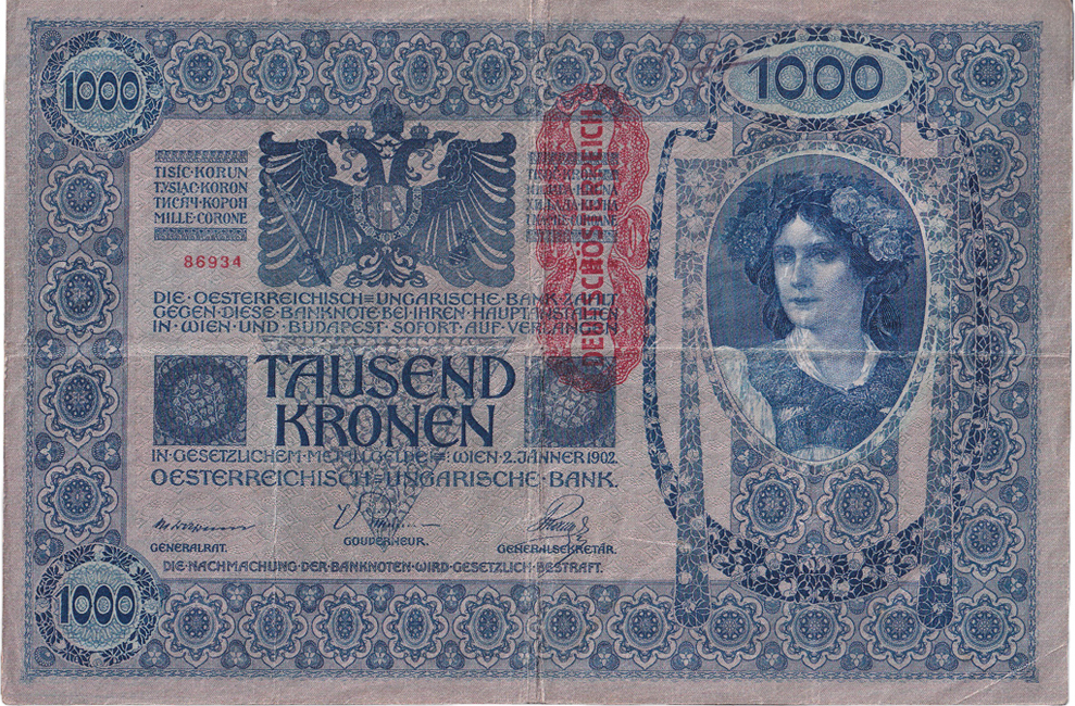 Austria 1000 Kronen Undated (1919), old date 1902-02-01, KM:59 EF(40-45) | MA-Shops