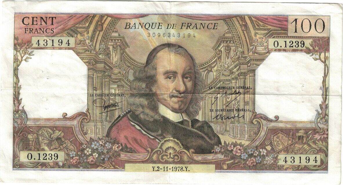 France 100 Francs 1978 Corneille, O.1239, Fayette:65.64, KM:149f EF(40-45) | MA-Shops