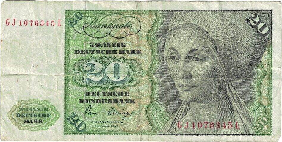 GERMANY - FEDERAL REPUBLIC 20 Deutsche Mark 1980 Banknote, 1980-01-02 ...