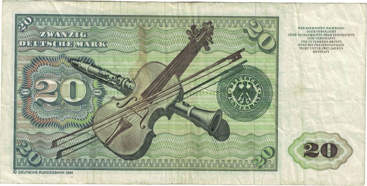 GERMANY - FEDERAL REPUBLIC 20 Deutsche Mark 1980 Banknote, 1980-01-02 ...