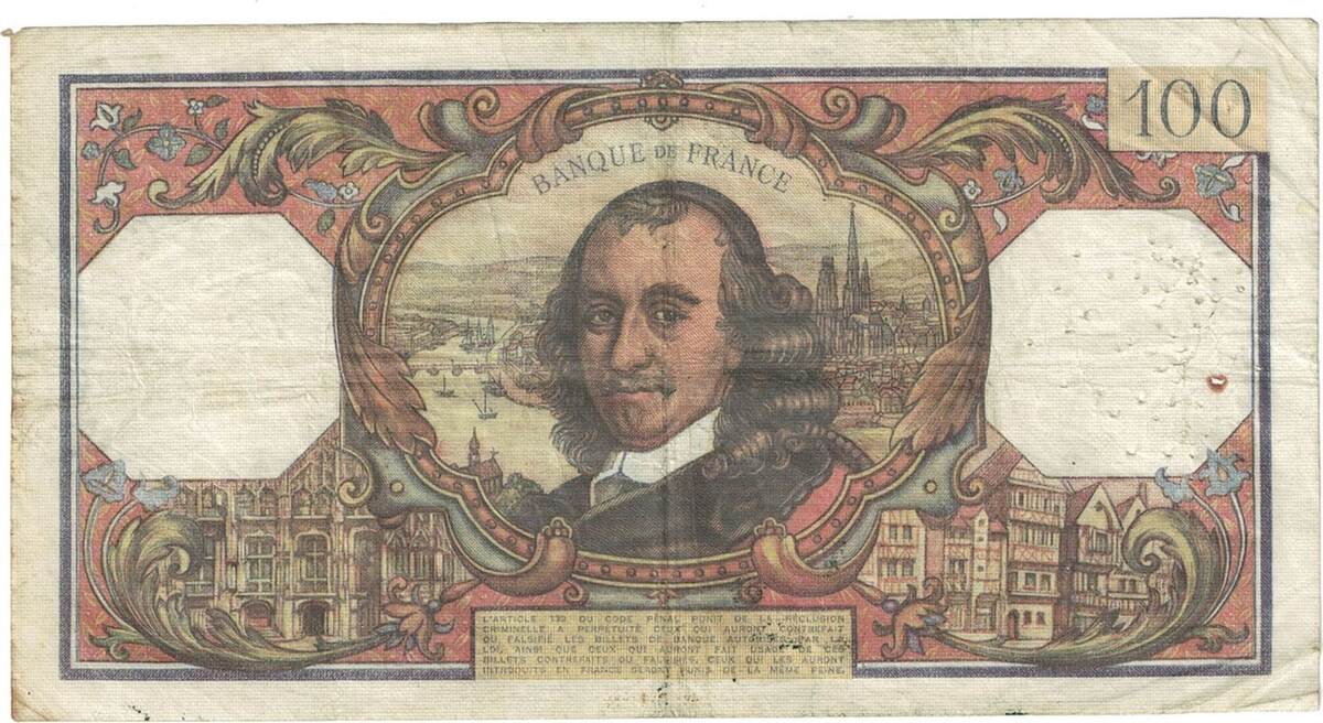 France 100 Francs 1969 Corneille, E.436, Fayette:65.28, KM:149c VF(20-25) | MA-Shops