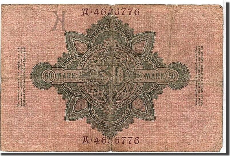 Germany 50 Mark 1910 Banknote, KM:41 VG(8-10) | MA-Shops