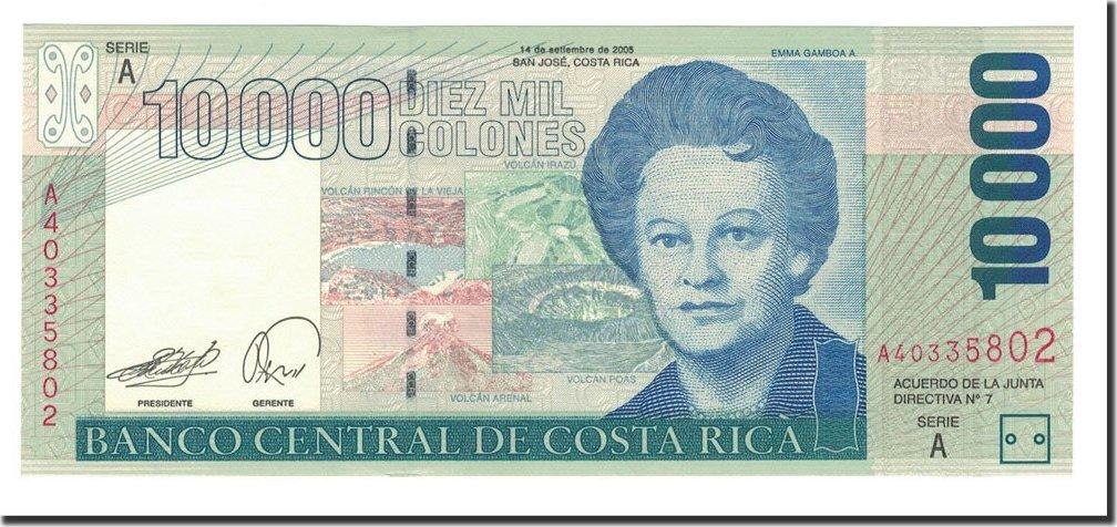 Costa Rica 10,000 Colones 2005 Banknote, 2009-09-14, KM:267d UNC(65-70 ...