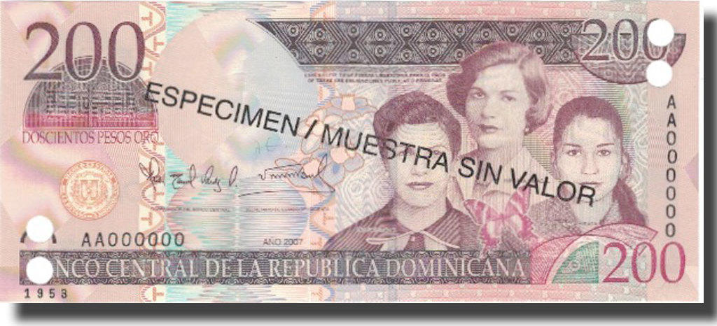 Dominican Republic 200 Pesos Oro Banknote, 2007, Specimen UNC(65-70 ...