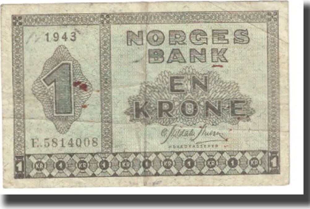 Norway 1 Krone 1943 Banknote, KM:15a EF(40-45) | MA-Shops