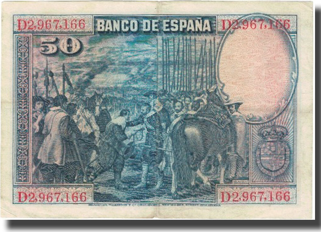 Spain 50 Pesetas 1928 Banknote, 1928-08-15, KM:75a EF(40-45) | MA-Shops