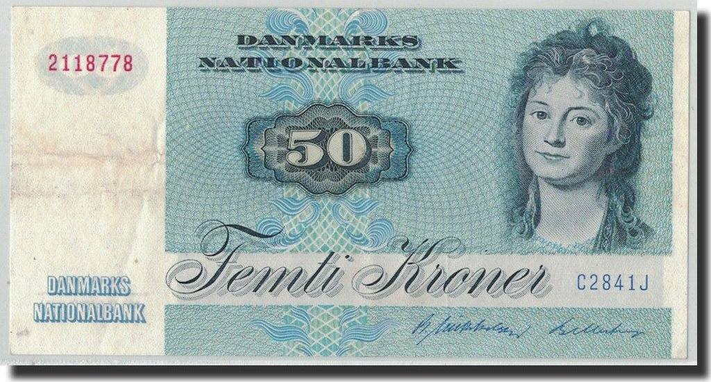 Denmark 50 Kroner 1984 Banknote, KM:50f AU(50-53) | MA-Shops