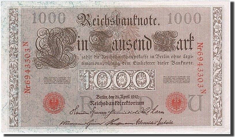 Germany 1000 Mark 1910 Banknote, 1910-04-21, KM:44b UNC(63) | MA-Shops