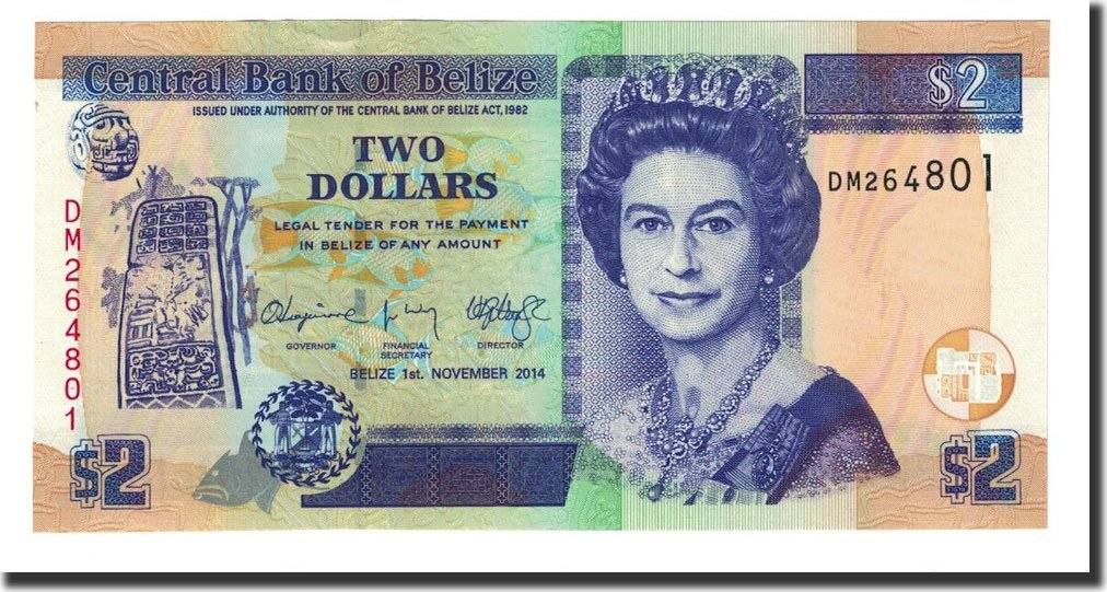 Belize 2 Dollars Banknote, 2014-11-01 UNC(65-70) | MA-Shops