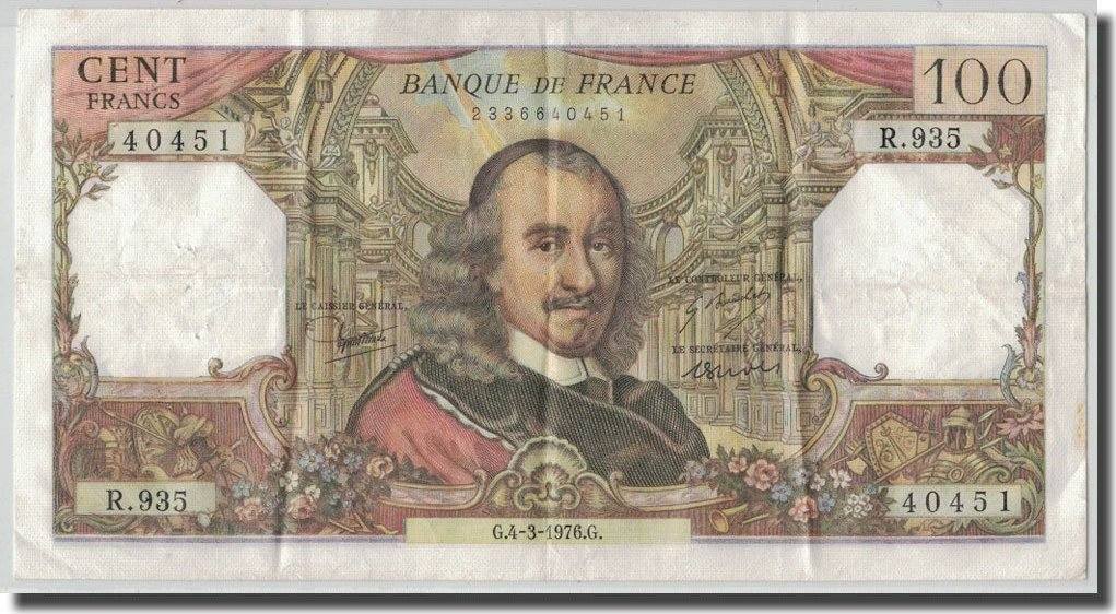 France 1976 100 Francs Corneille, 1976-03-04, Fayette:65.52, KM:149f VF(30-35) | MA-Shops