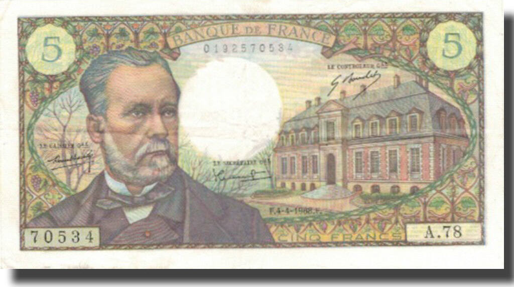 France 5 Francs 1968 Pasteur, 1968-04-04, Fayette:61.7, KM:146b AU(50 ...