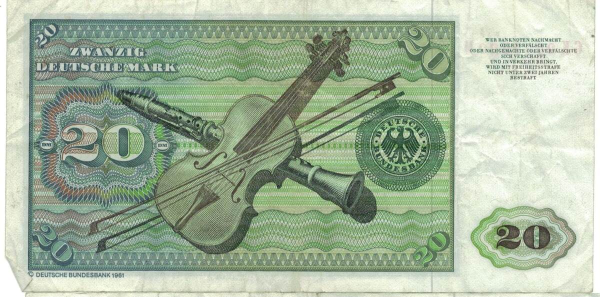 GERMANY - FEDERAL REPUBLIC 20 Deutsche Mark 1980 Banknote, 1980-01-02 ...