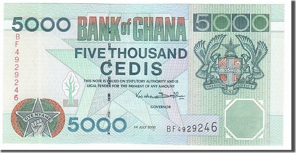 Ghana 5000 Cedis 2000 Banknote, 2000-07-01 UNC(65-70) | MA-Shops