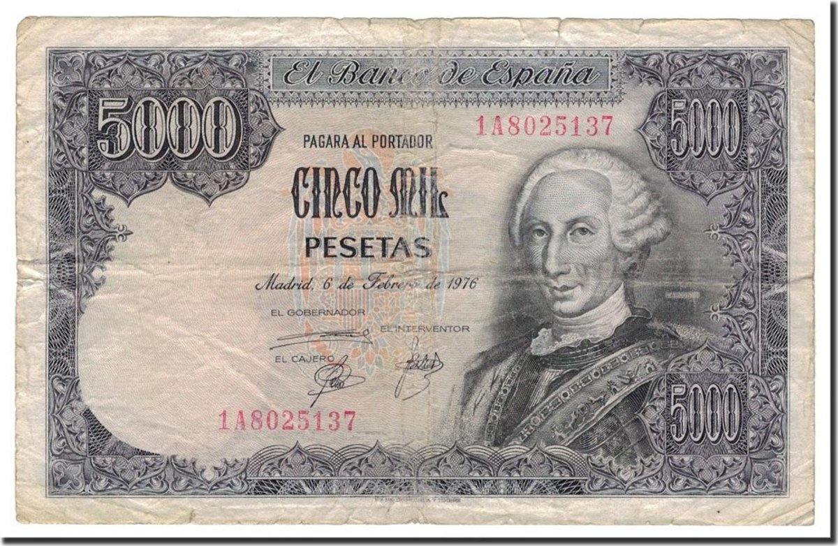 Spain 5000 Pesetas 1978 Banknote, 1976-02-06, KM:155 F(12-15) | MA-Shops