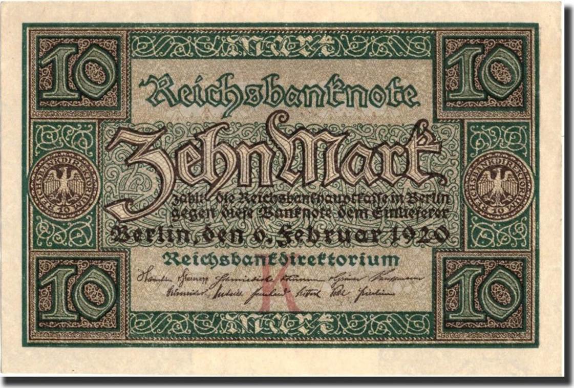 Germany 10 Mark 1920 Banknote, 1920-02-06, KM:67a UNC(60-62) | MA-Shops