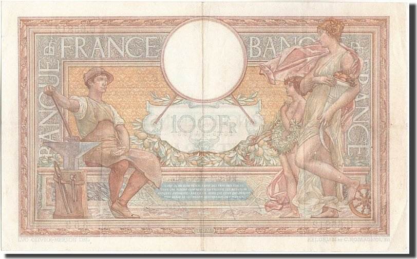 France 100 Francs 1939 Banknote, 100 F 1908-1939 ''Luc Olivier Merson'' EF(40-45) | MA-Shops