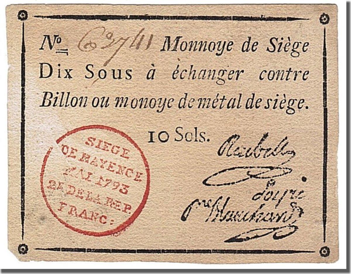 Germany 10 Sous 1793 Banknote, KM:S1476a, Lafaurie:244 EF(40-45) | MA-Shops