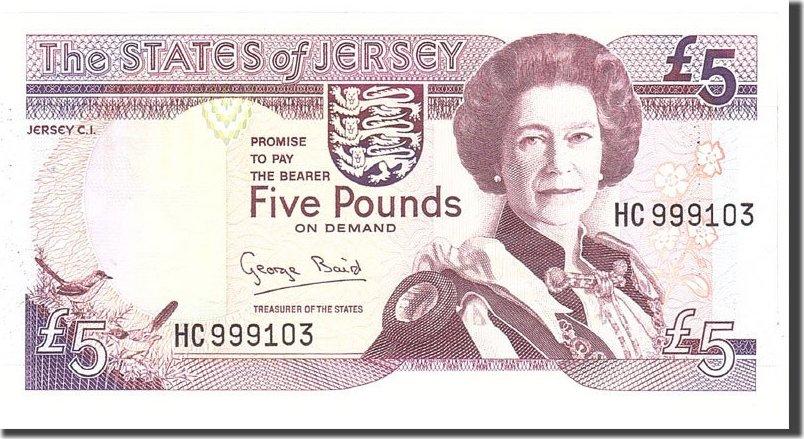 Jersey 5 Pounds 1993 Banknote, Undated, KM:21a UNC(65-70) | MA-Shops