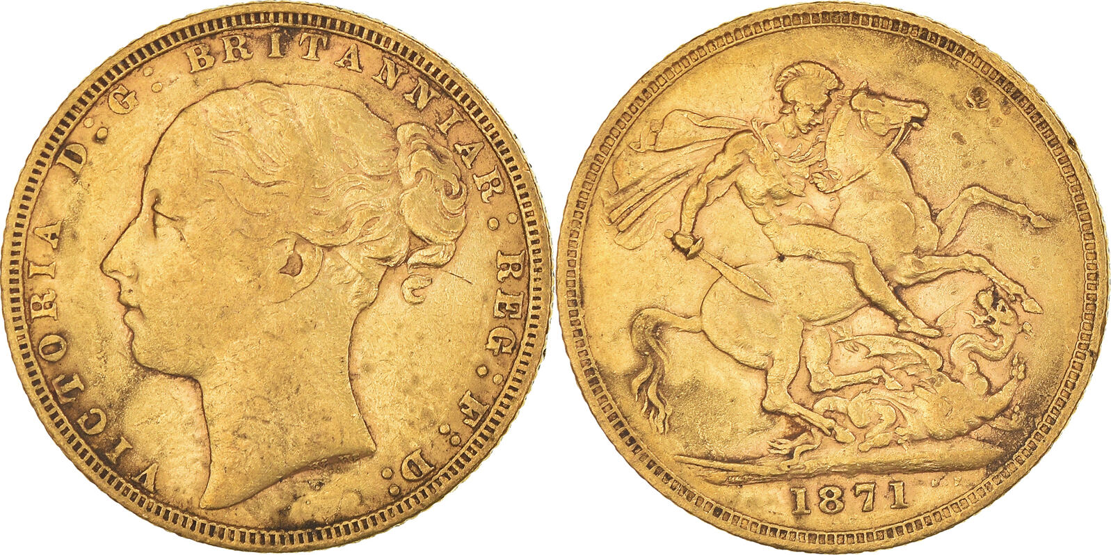 Great Britain Sovereign 1871 Coin, Victoria, Gold, KM:752 EF(40-45 ...