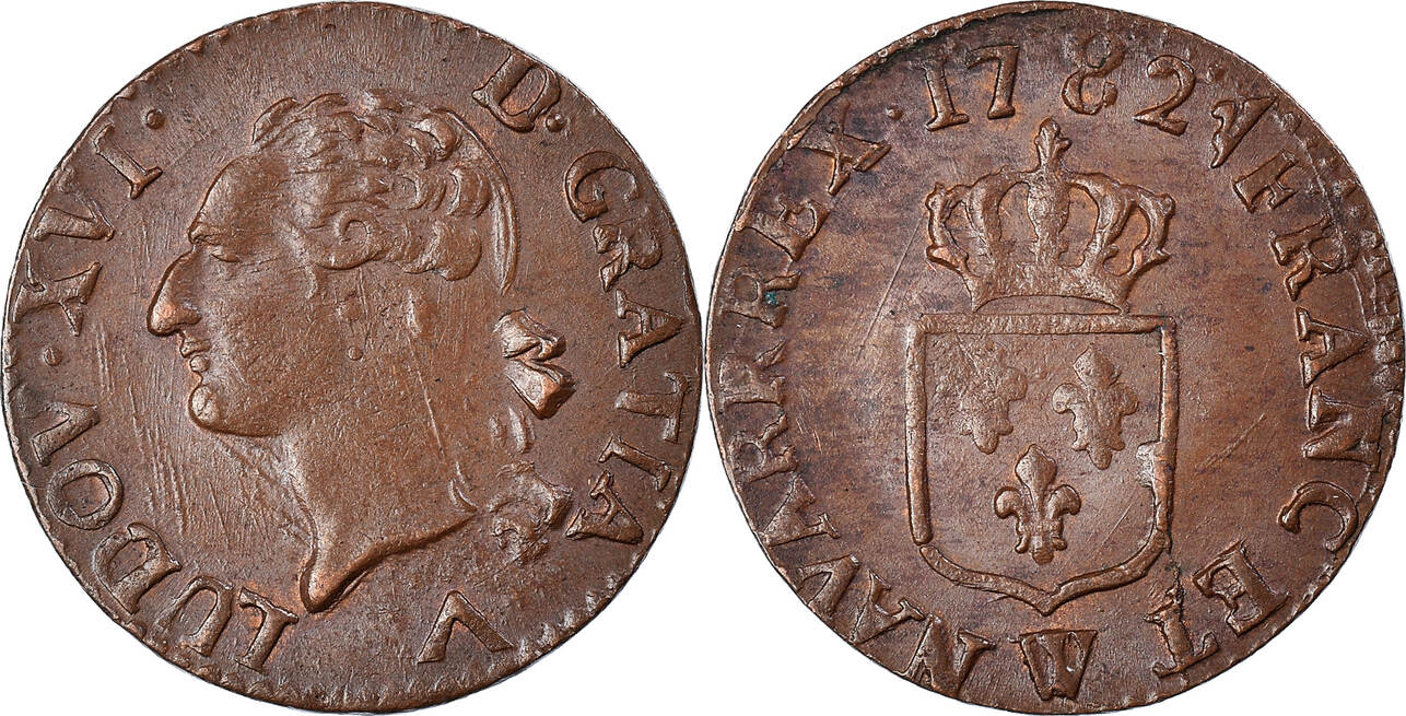 France Liard 1782 W Coin, Louis XVI, Lille, Copper, KM:585.14 AU(50-53 ...