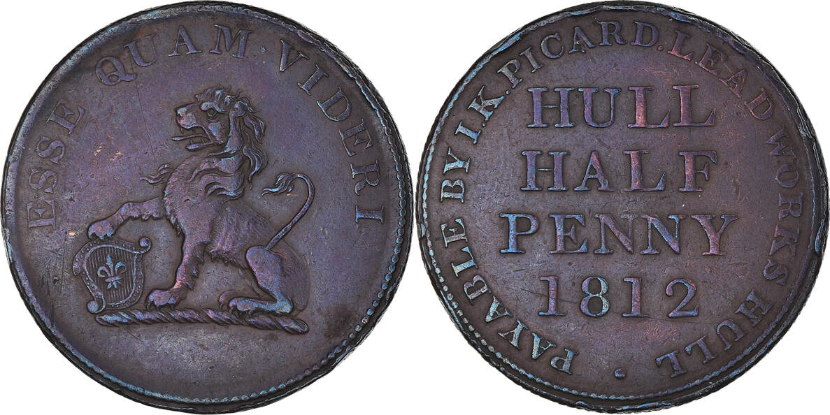 Great Britain Halfpenny Token 1812 Hull Coin, Hull Lead Works, Hull EF ...